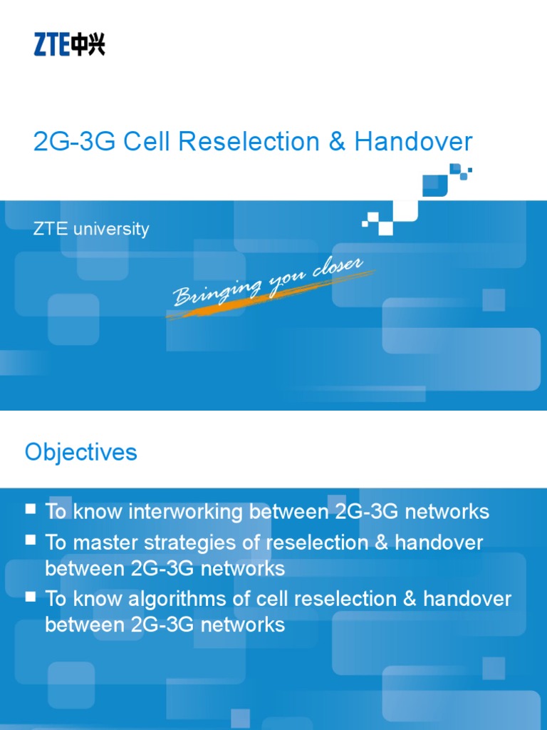 2G-3G Cell Reselection & Handover: ZTE University | PDF | Gsm | Mobile ...