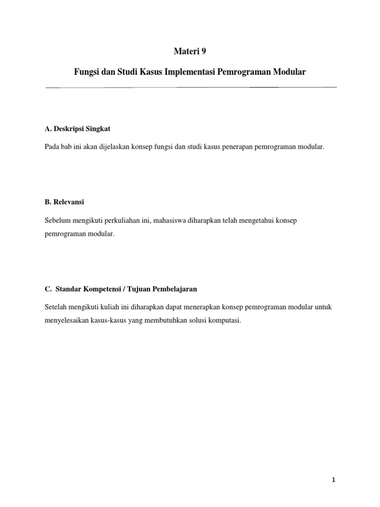 Materi 9 - Pemrograman Modular - Function | PDF