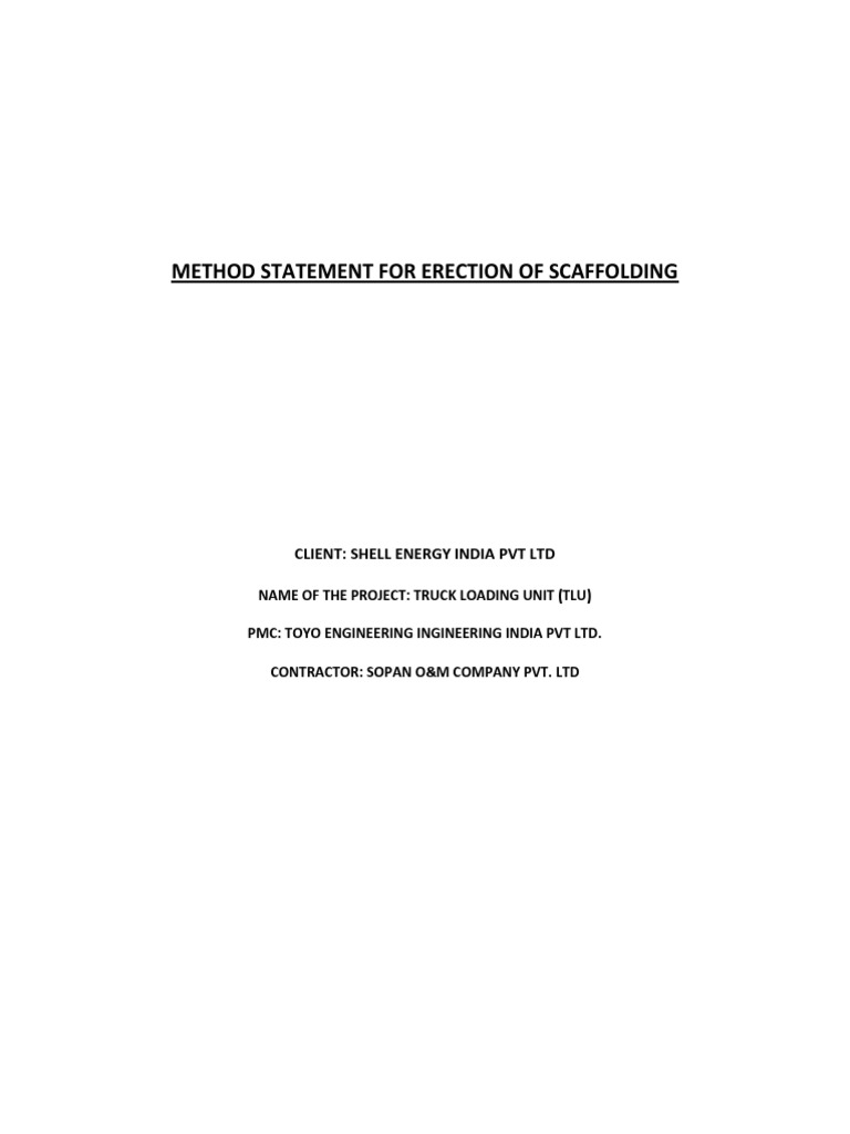 Method Statement For Erection of Scaffolding | PDF | Scaffolding ...
