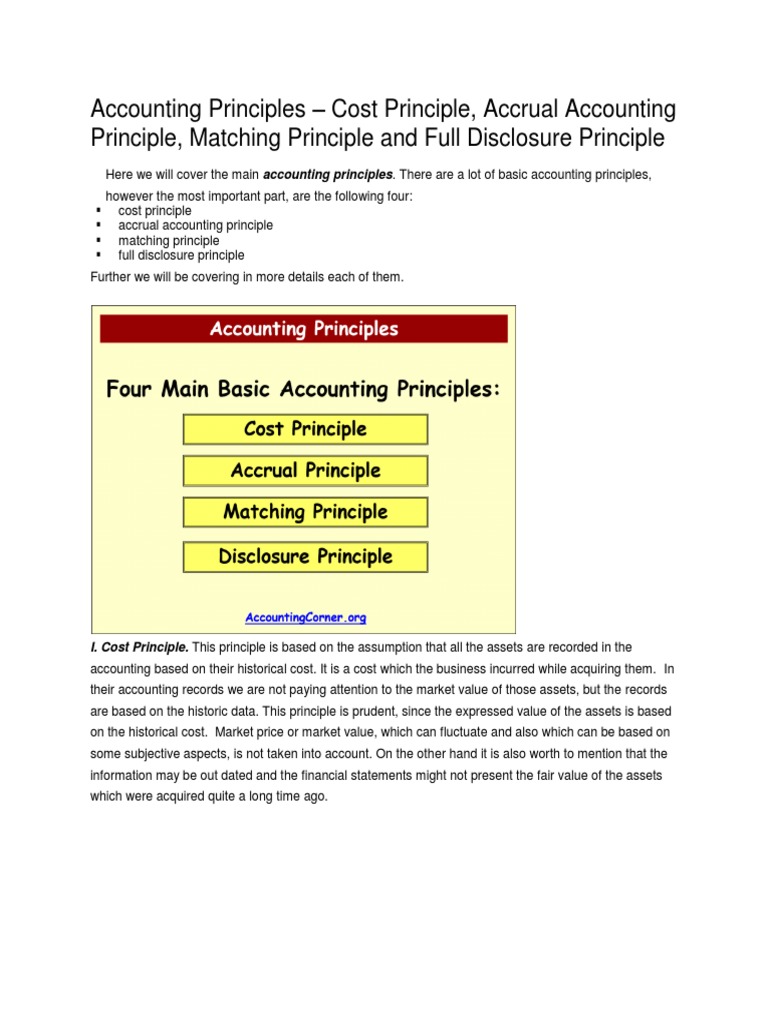 Accounting Principles - Cost Principle, Accrual Accounting Principle ...