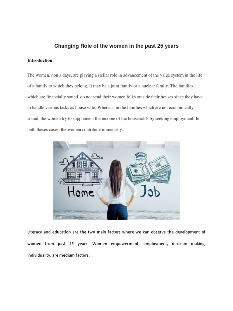 Changing Role of the Women in the Past 25 Years | Family | Agriculture