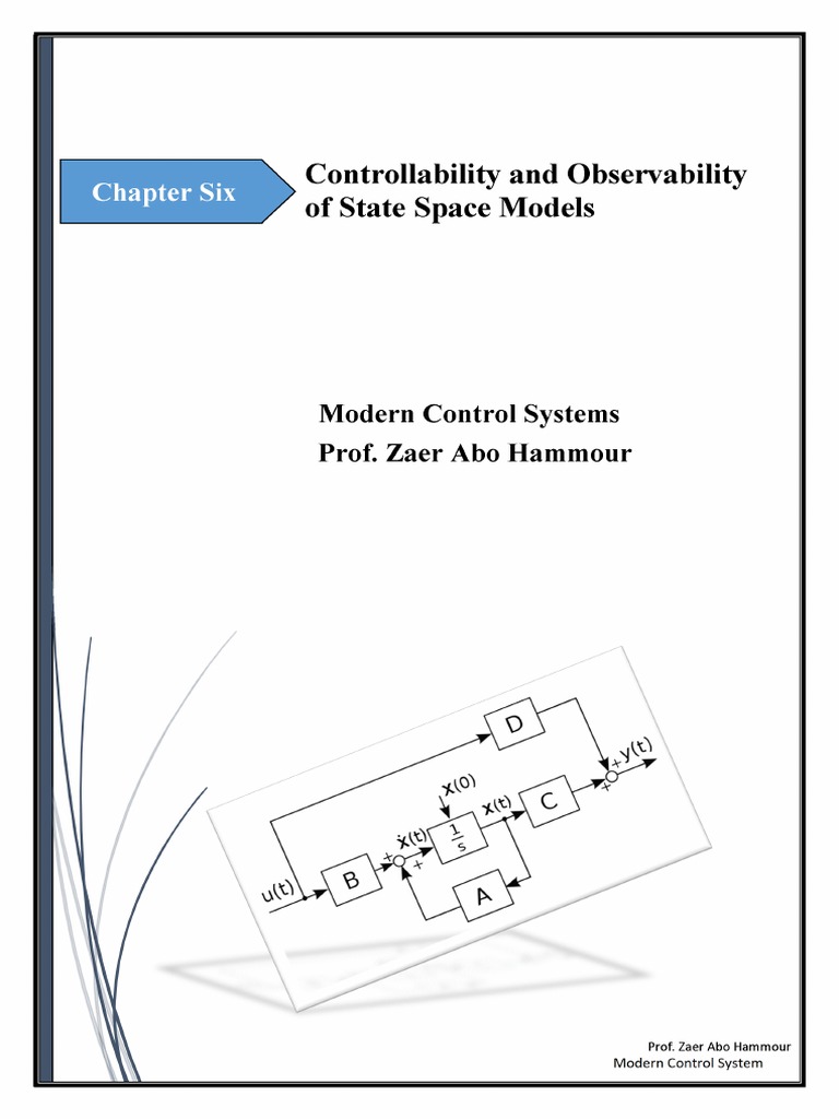 Ch6 - Controllability and Observability of State Space Models PDF | PDF