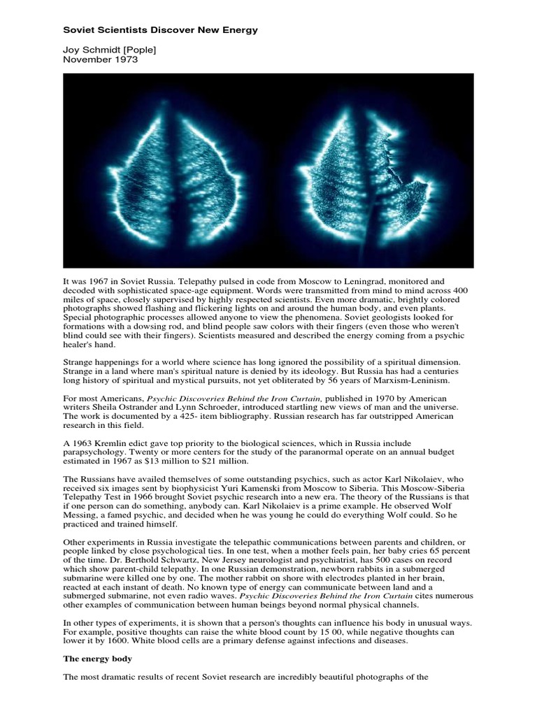 Joy Schmidt (Pople) November 1973: Soviet Scientists Discover New ...