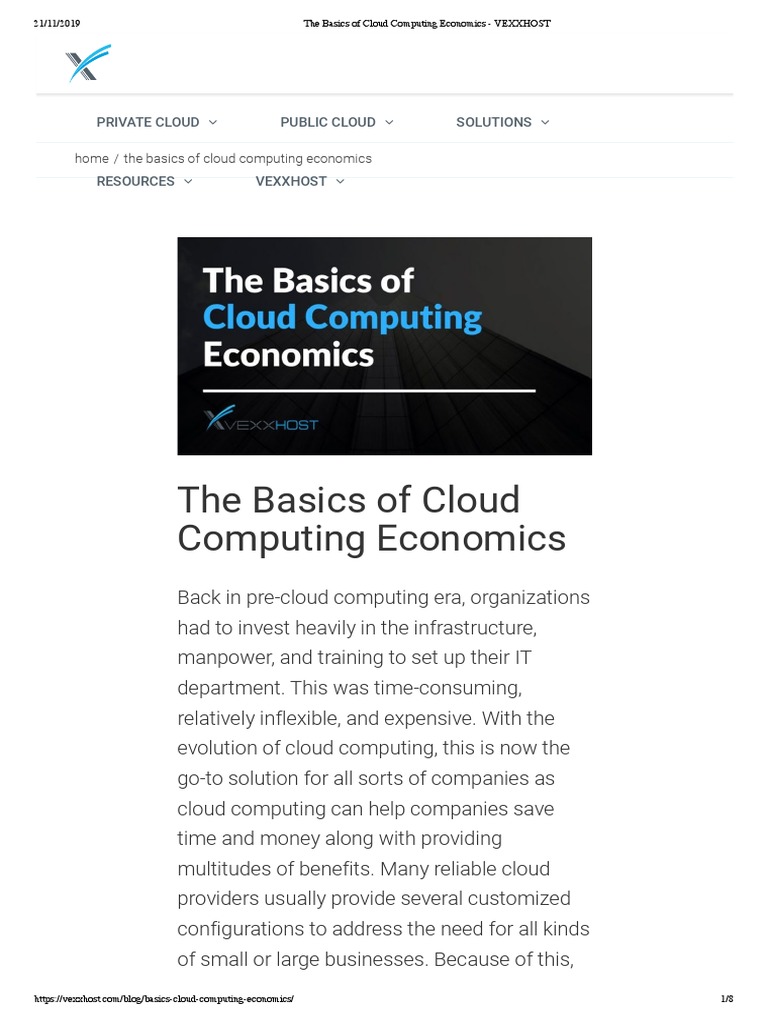 The Basics of Cloud Computing Economics - VEXXHOST | PDF | Total Cost ...