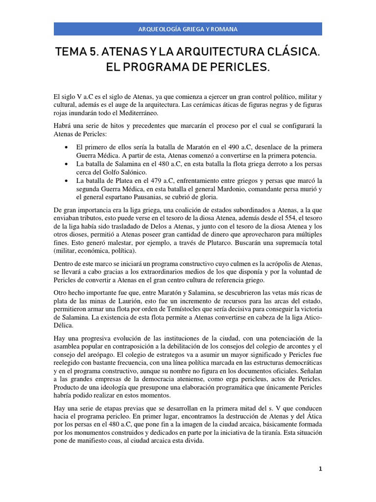La Atenas de Pericles | PDF | Atenea | Antigua Grecia