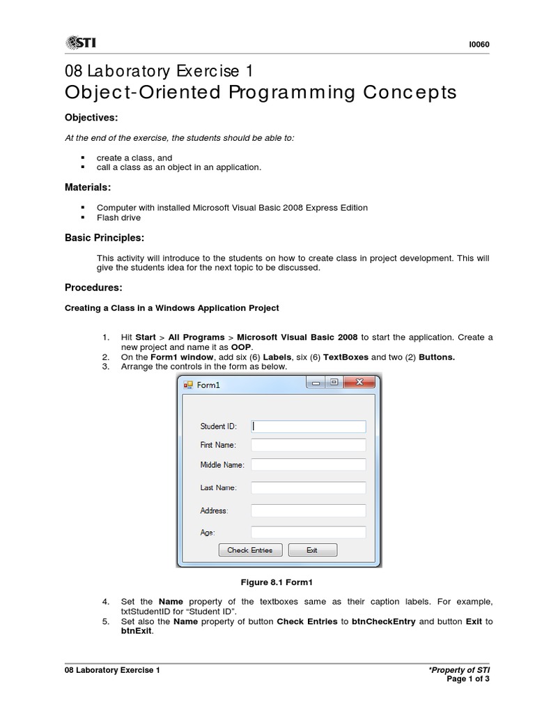 08 Laboratory Exercise 1 Pdf Object Oriented Programming Class Computer Programming