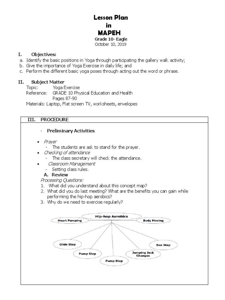 Mapeh Lesson Plan DEMO - Oct 2019 | PDF | Lesson Plan | Yoga