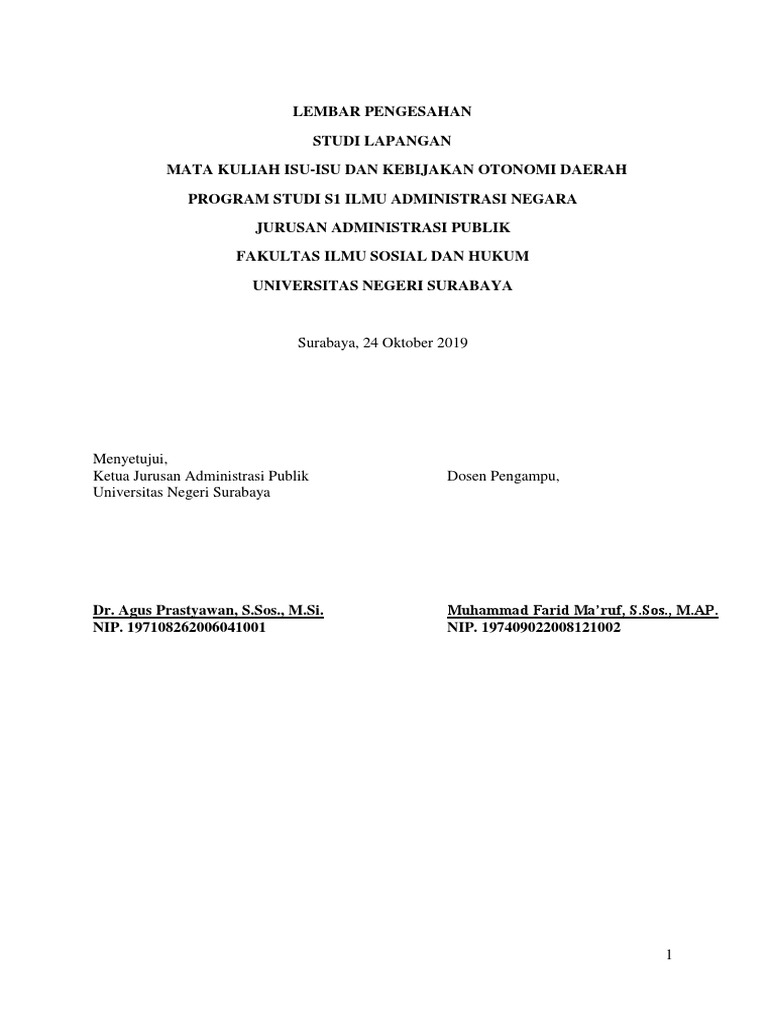 Proposal Studi Lapangan Otoda | PDF