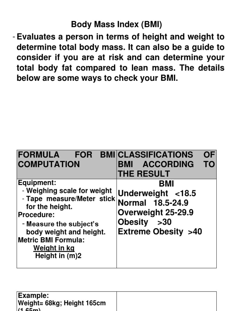 Body Mass Index | Download Free PDF | Body Mass Index | Human Body