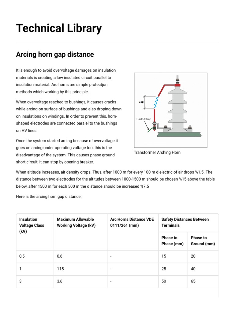 Arcing Horn Gap Distance | Insulator (Electricity) | Power Engineering