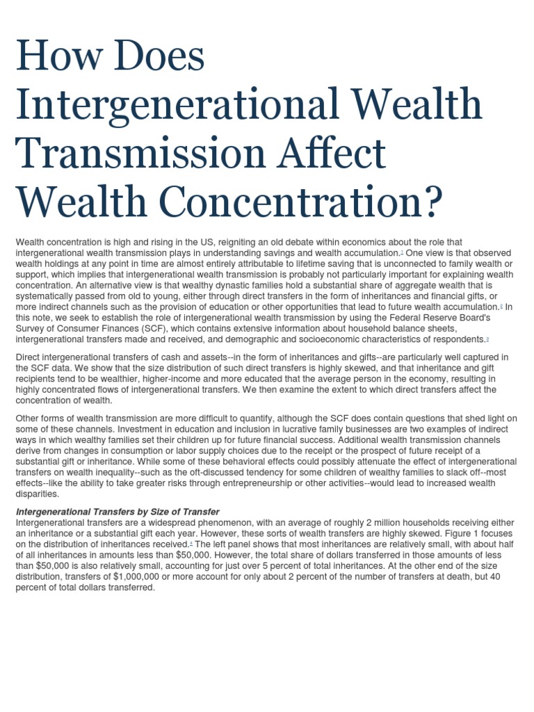 How Does Intergenerational Wealth Transmission Affect Wealth ...