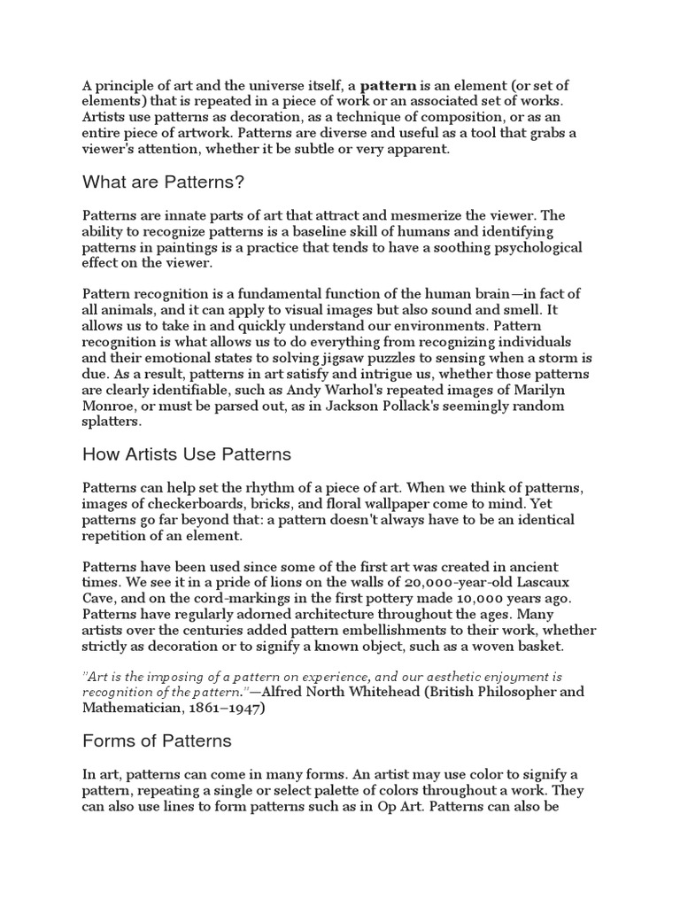 What Is Pattern | PDF | Pattern | Psychological Concepts