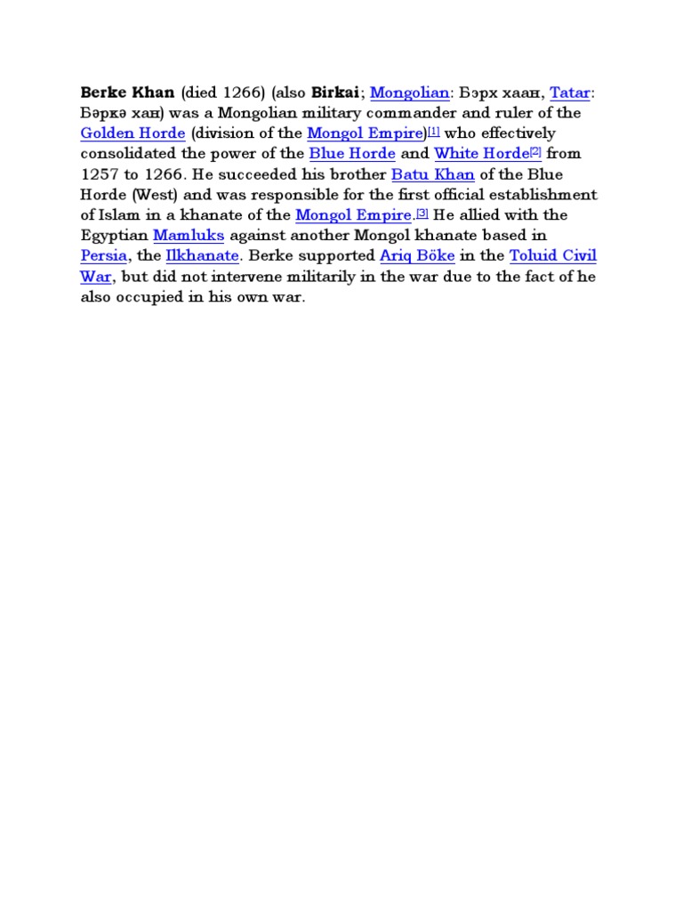 Berke Khan PDF | PDF