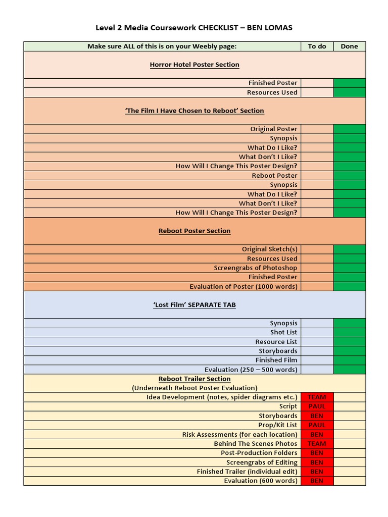 Level 2 Media Checklist BL | PDF
