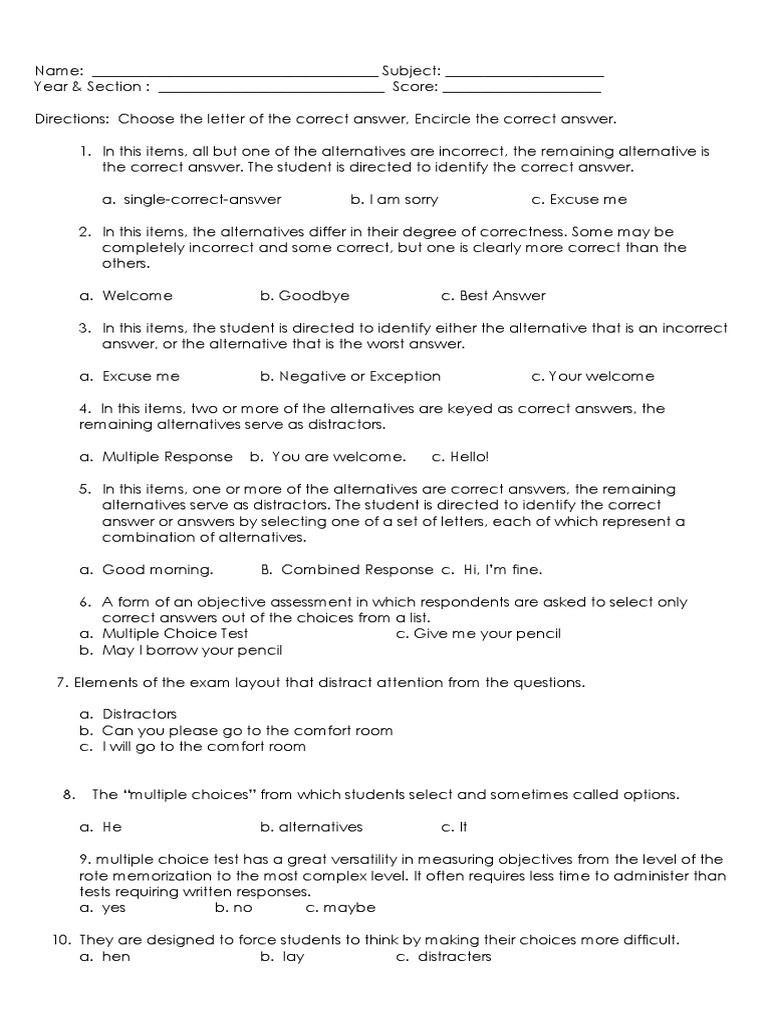 Questionaire Test Exam BrixFINAL | PDF | Multiple Choice | Test ...