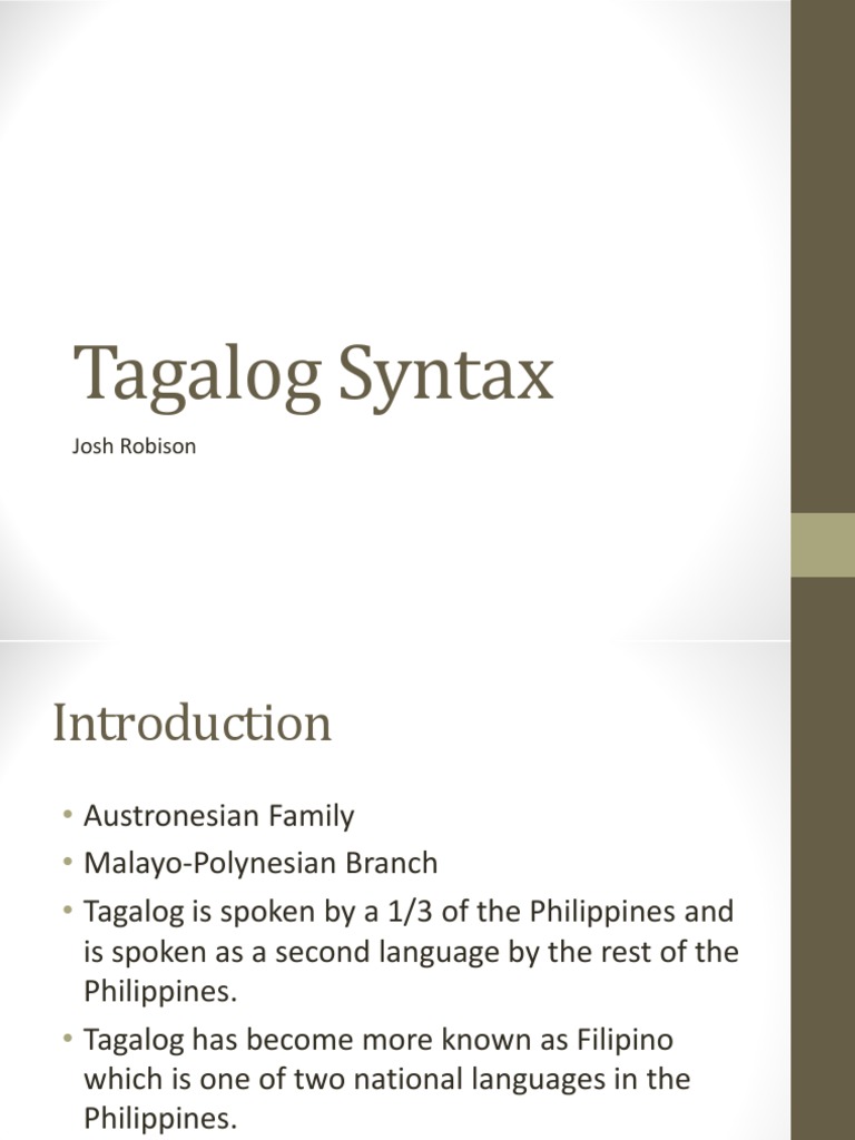 Tagalog Syntax | PDF | Tagalog Language | English Language