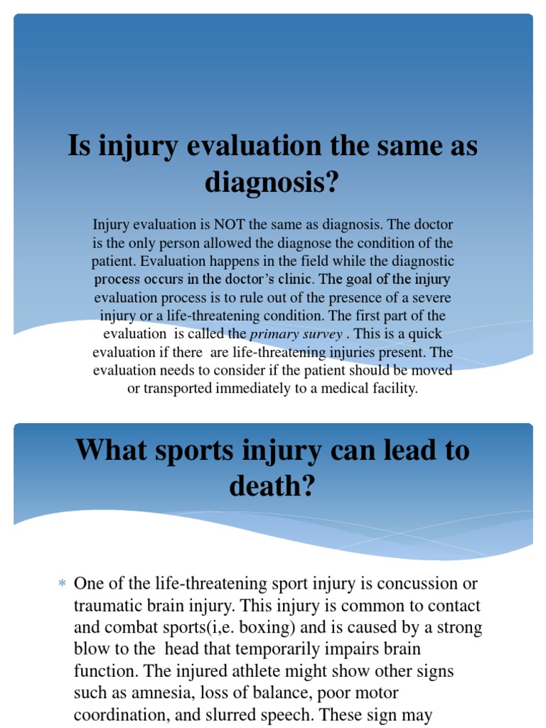Injury Evaluation | PDF | Concussion | Medical Diagnosis