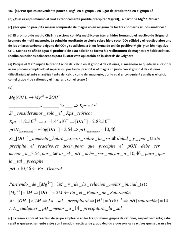 16 y 17 Cationes 5 | PDF | Magnesio | Química Orgánica