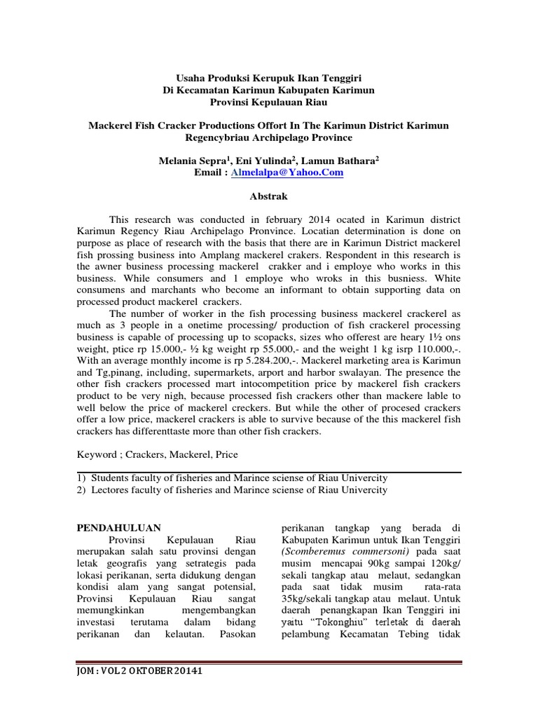 Krupuk Ikan Tengiri RIAU | PDF | Indonesia | Asian Cuisine