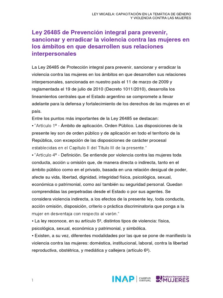 Sobre Ley 26485 Accesible | PDF | La violencia contra las mujeres | Mujer