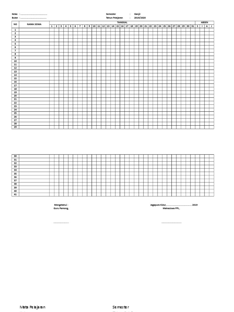 Format Absen Siswa | PDF