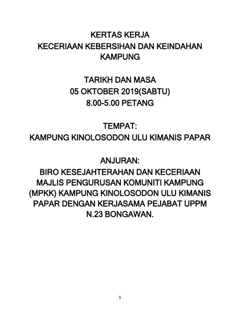 Kertas Kerja MPKK | PDF