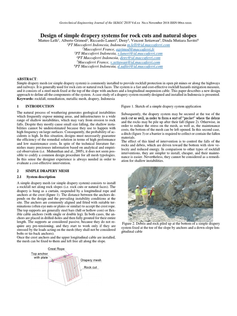 Design of Simple Drapery Systems For Rock Cuts and Natural Slopes | PDF ...