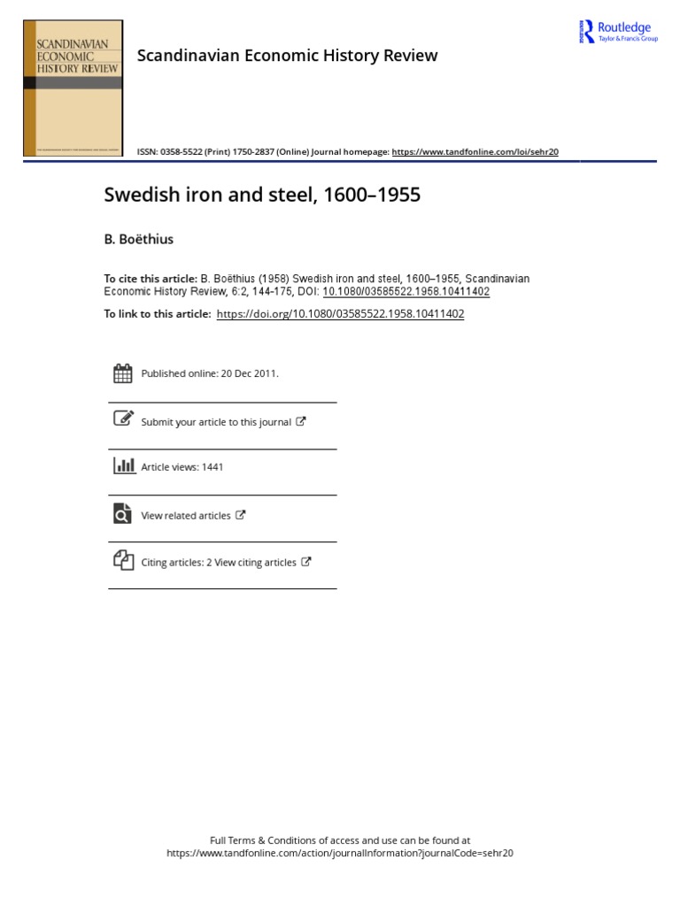 Swedish Iron Industry, 1600-1955 | PDF | Sweden | Iron