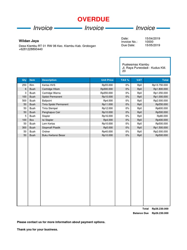 Wildan Jaya Invoice 10000 | PDF | Business Documents | Invoice