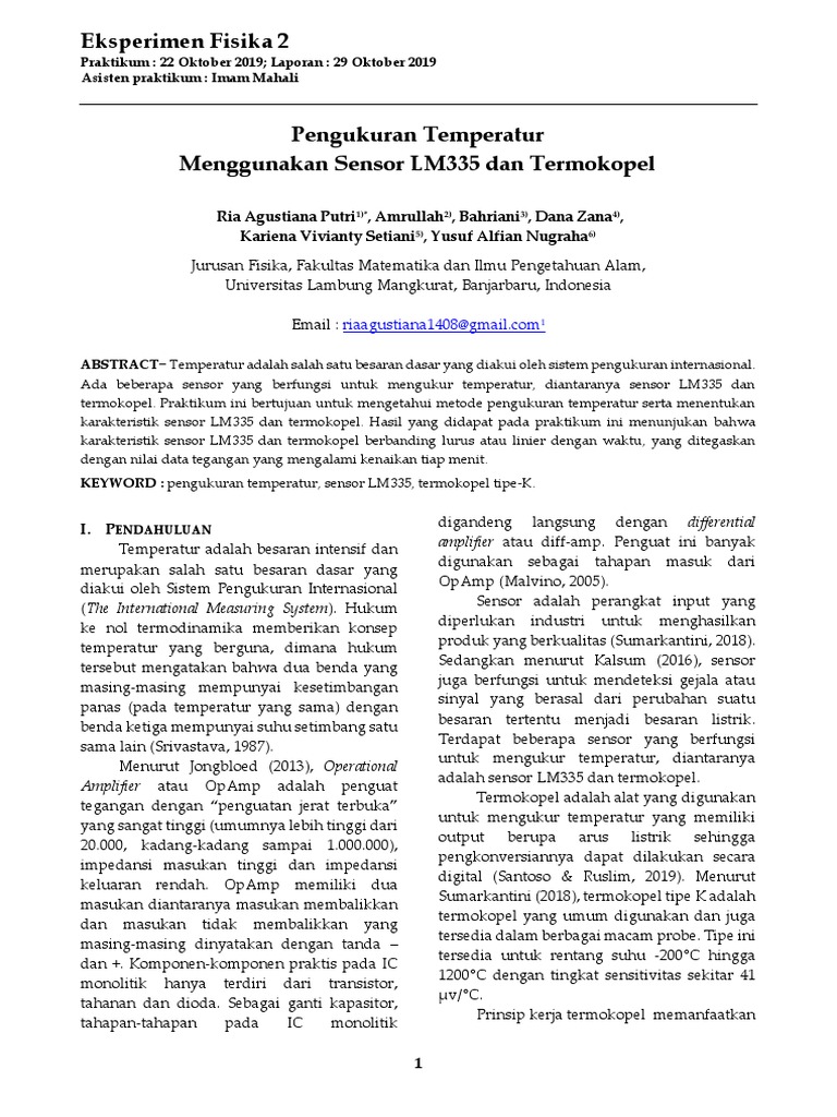 Perc IV Sensor LM335 & Termokopel | PDF | Sains & Matematika