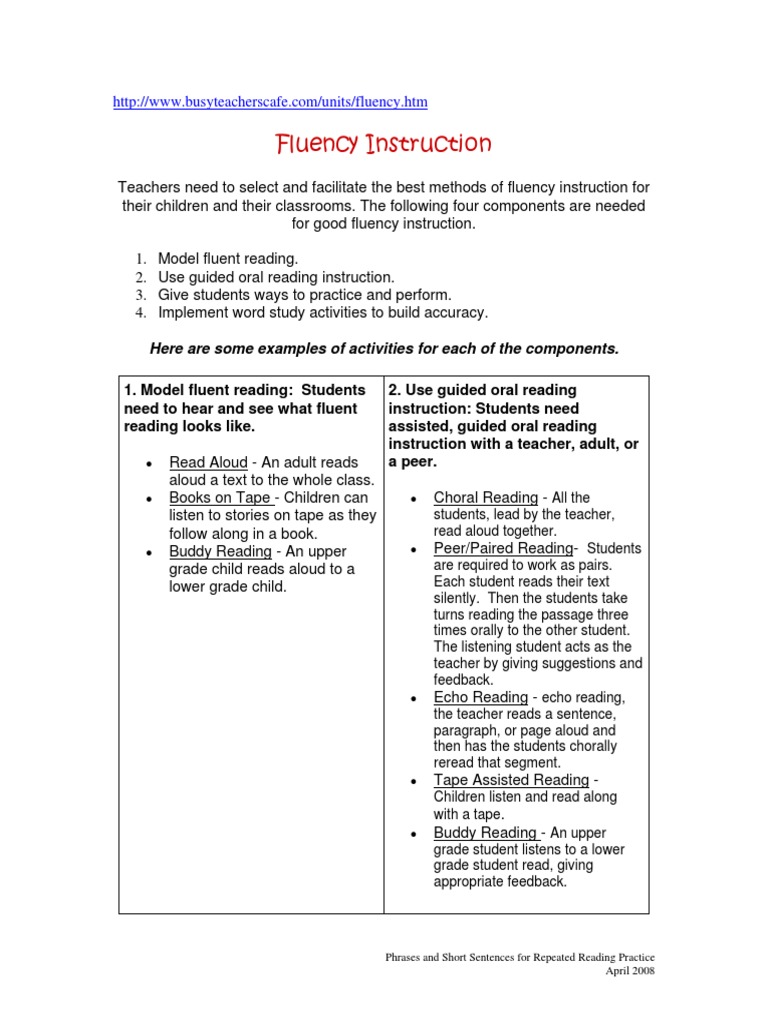 Phrases and Short Sentences For Repeated Reading Practice - Apr 08 ...