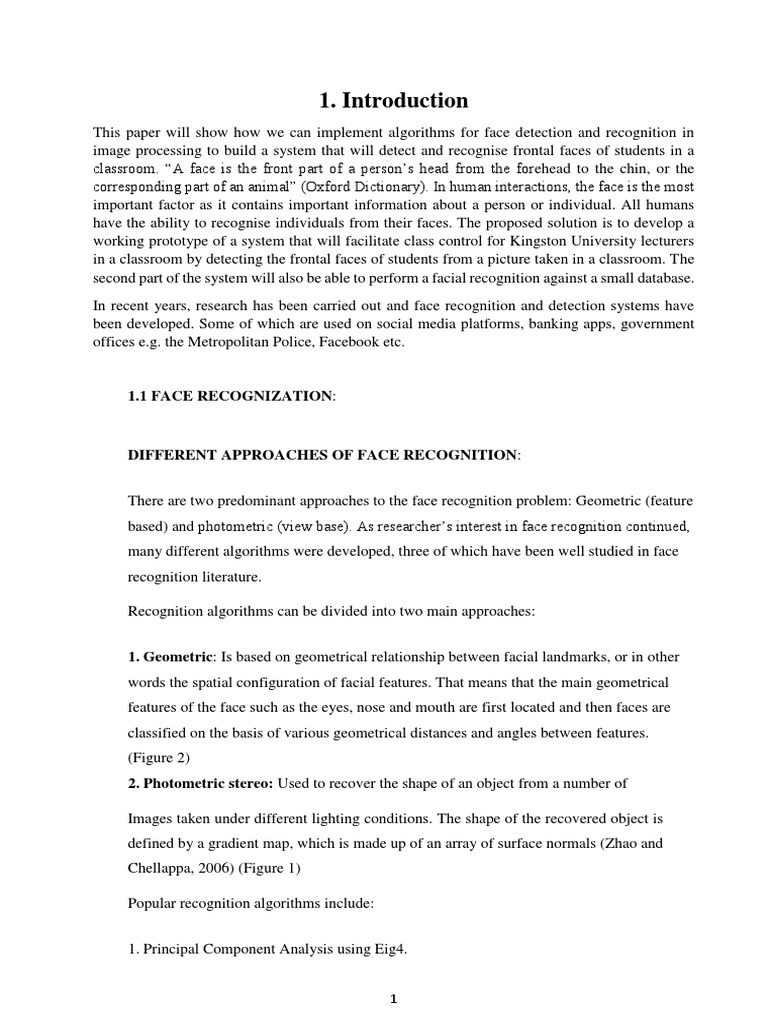 Report On Face Recognition System | PDF | Digital Image | Namespace