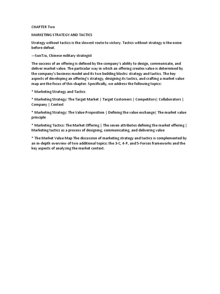 CHAPTER Two MARKETING STRATEGY AND TACTICS | PDF | Brand | Strategic ...