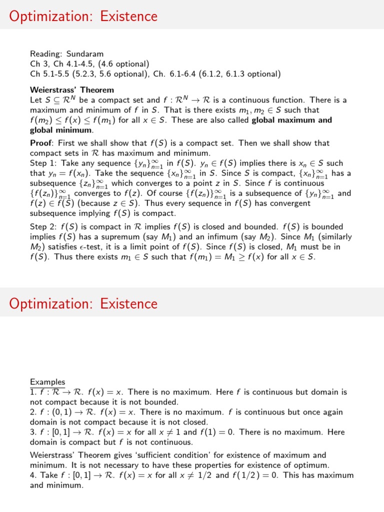 Op Tim Ization Note | PDF | Maxima And Minima | Compact Space