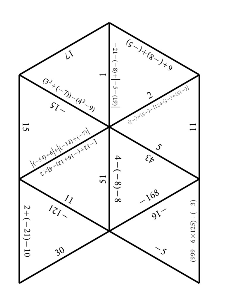 Tarsia Math Puzzle - Operations With Integers | PDF