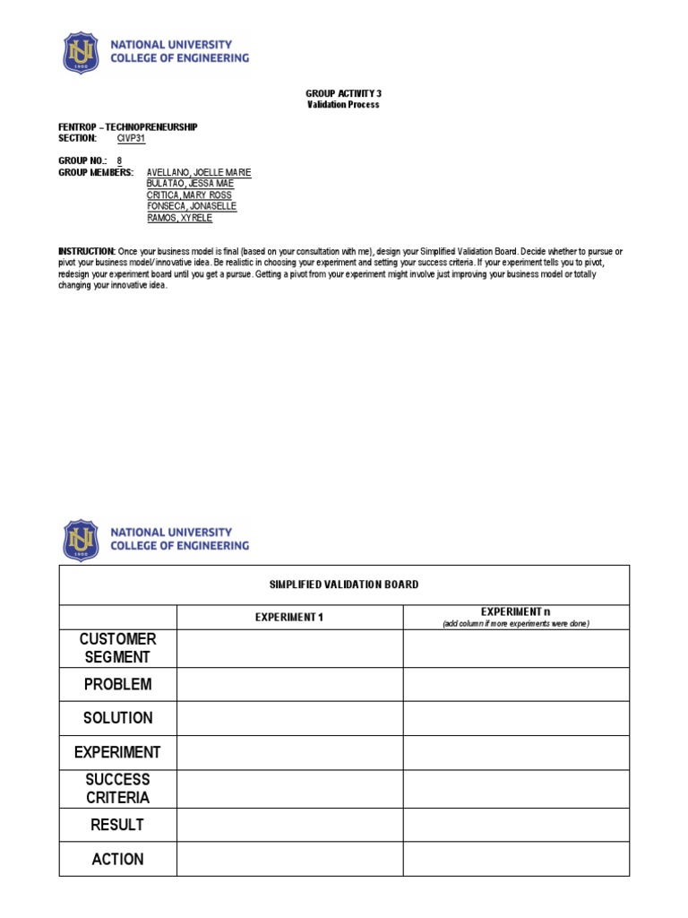 Simplified Validation Board Guide | PDF | Business