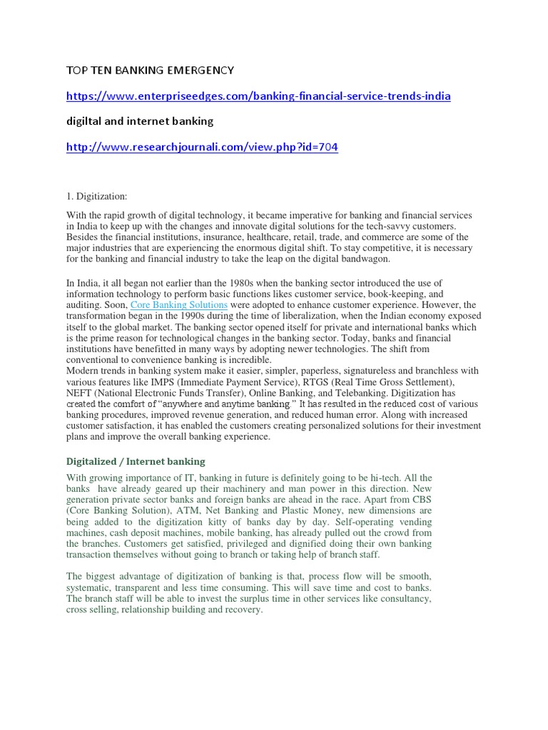 Top Ten Banking Emergency | Download Free PDF | Cheque | Banks
