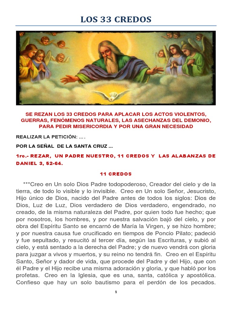 Oración y Devoción de los 33 Credos | PDF | Salvación | espíritu Santo