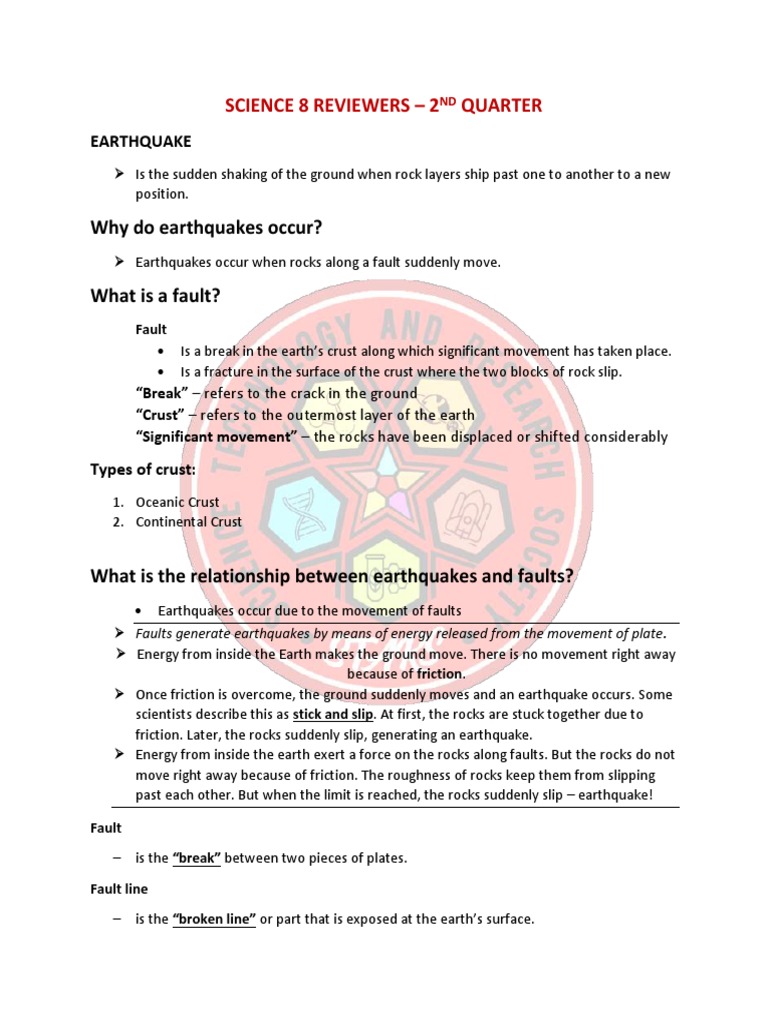 Earth Science 8 Reviewer | PDF | Tropical Cyclones | Fault (Geology)