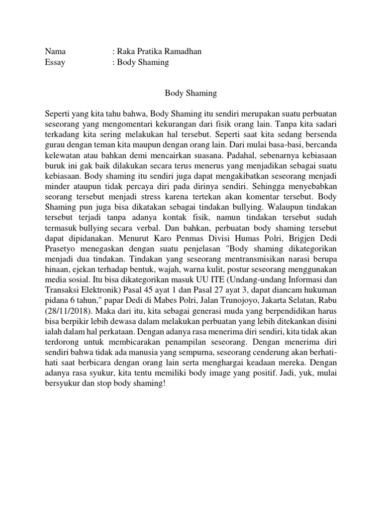Essay Body Shaming | PDF