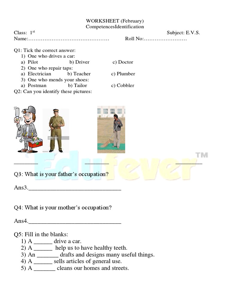 Woksheet For EVS 1 | PDF