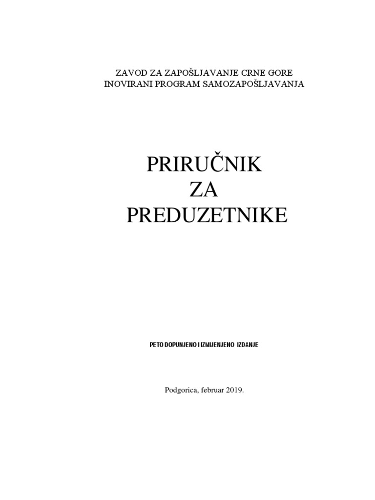 Prirucnik Za Preduzetnike | PDF