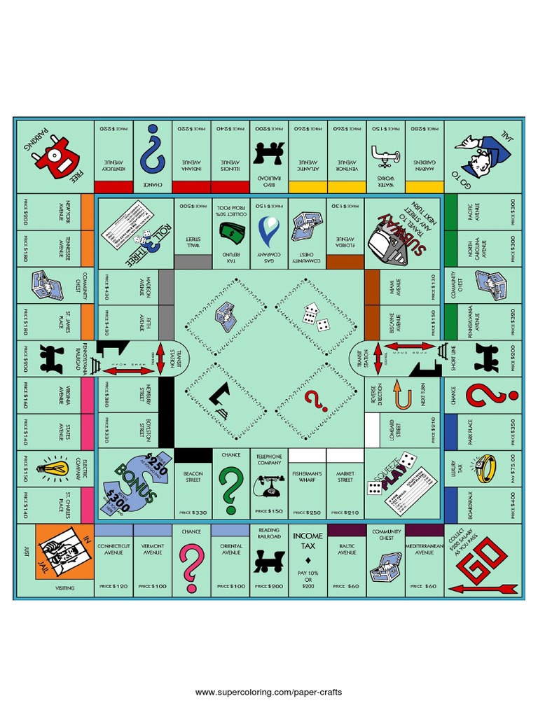 Monopoly Printable Game Board Paper Craft | PDF