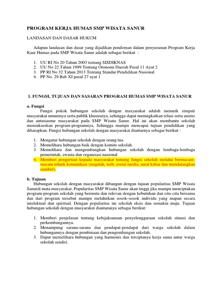Program Kerja Humas Ok | PDF