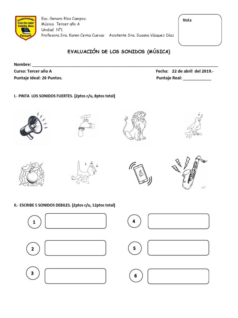 Evaluación de Los Sonidos Musica | PDF