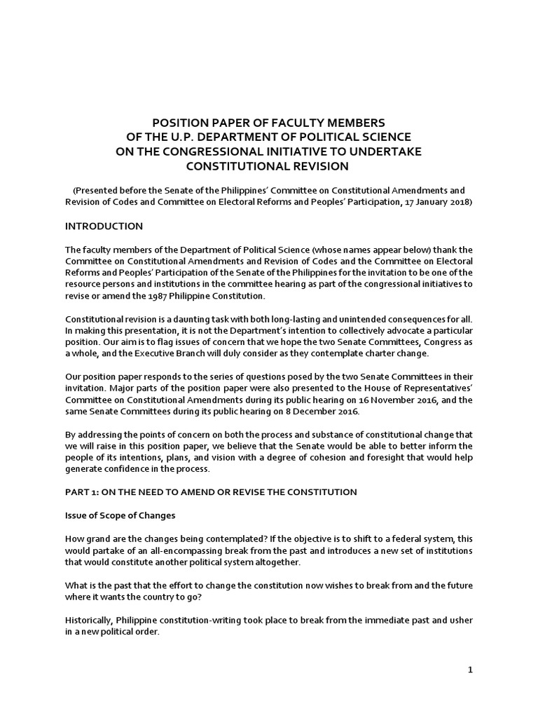 Position Paper of UP PolSci Dept Faculty - January 17 2018 - Philippine ...