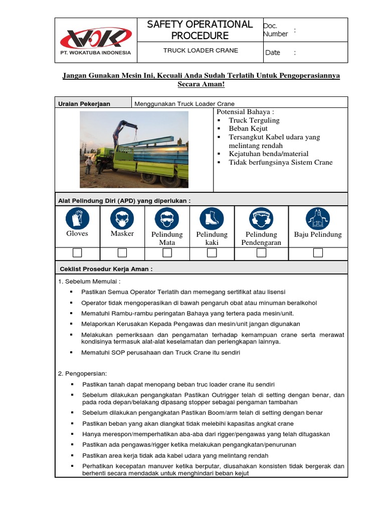 SOP Truck Crane | PDF