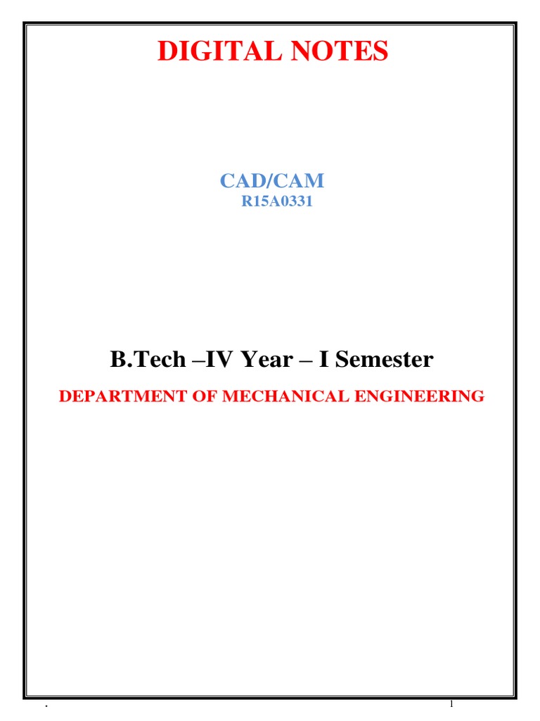 Cad Cam Notes | PDF | Computer Aided Design | Printer (Computing)