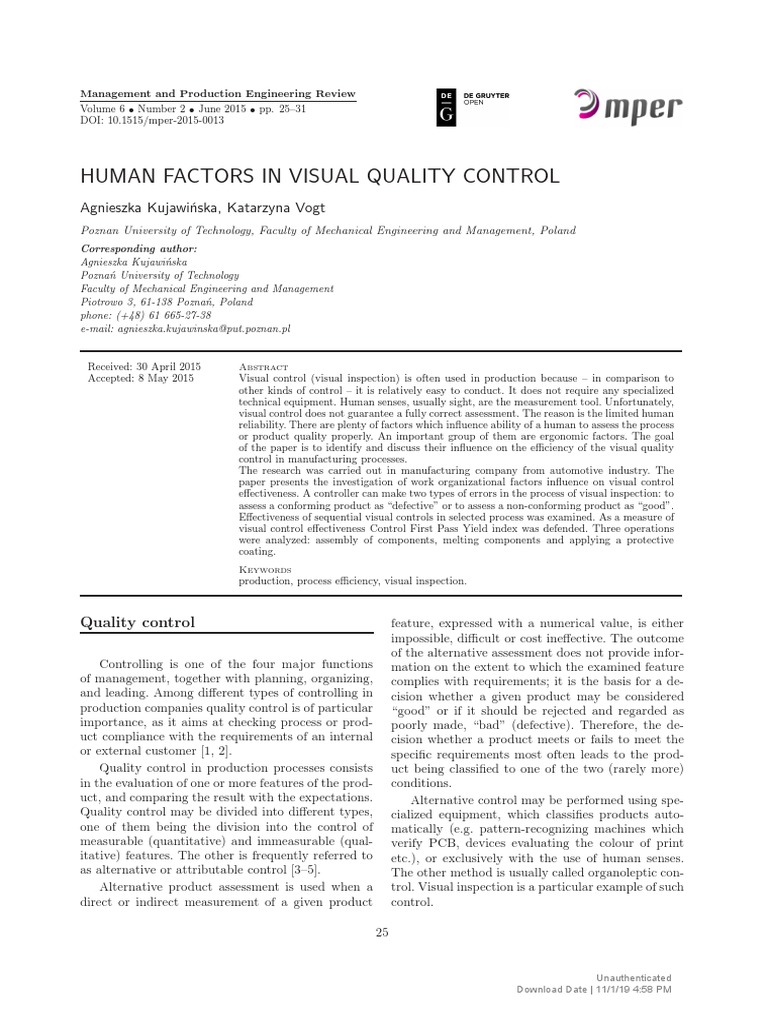 (Management and Production Engineering Review) Human Factors in Visual ...