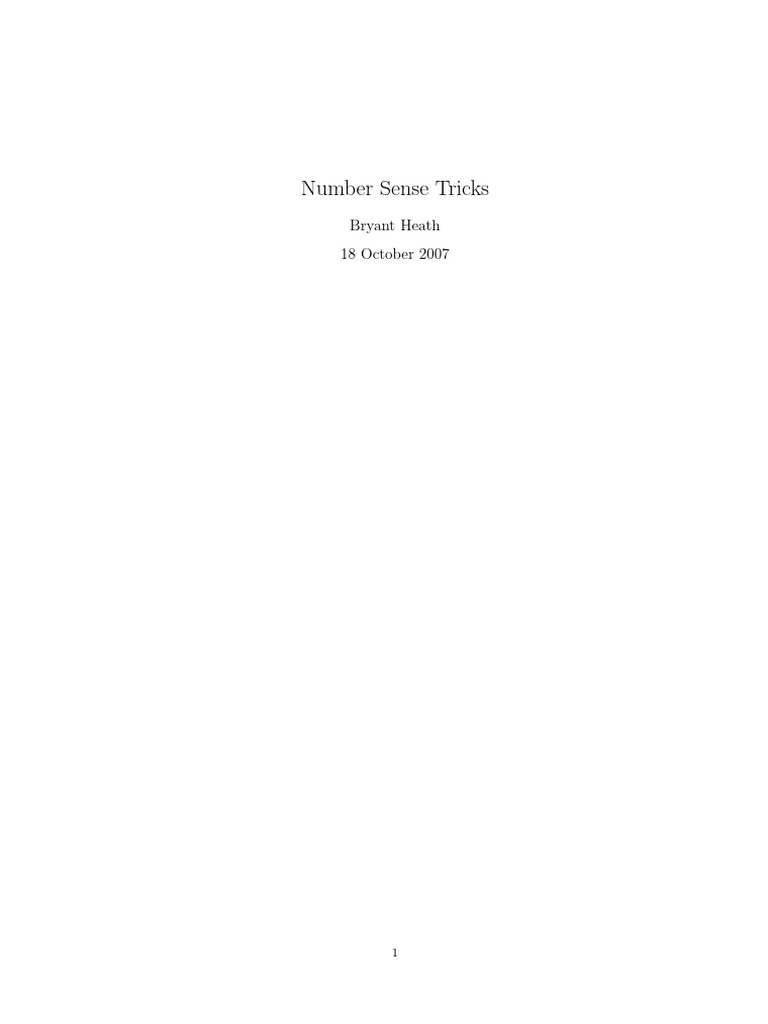 Number Sense Tricks PDF Trigonometric Functions Algebra